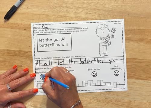 Sentence Writing/Scrambled Sentences Grades 1-2 Writing Center Springtime
