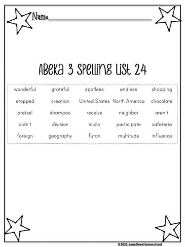 Abeka Spelling & Poetry 3 List 24 - Spelling Practice - Grouping by ...
