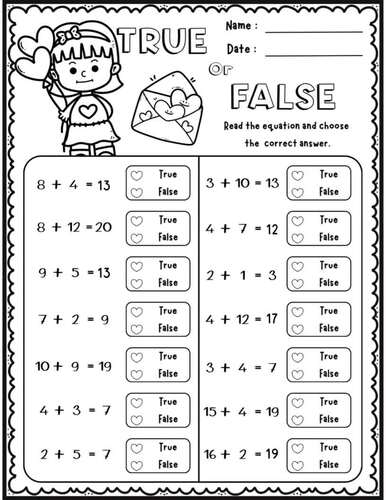 1st gradeTrue or False equation | Addition & Subtraction Within 20 ...
