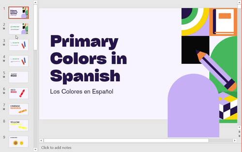 Los Colores en Español - Colors in Spanish - Powerpoint Presentation