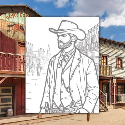 COWBOYS of the Wild West Coloring Book. 100+ Western Portraits and ...