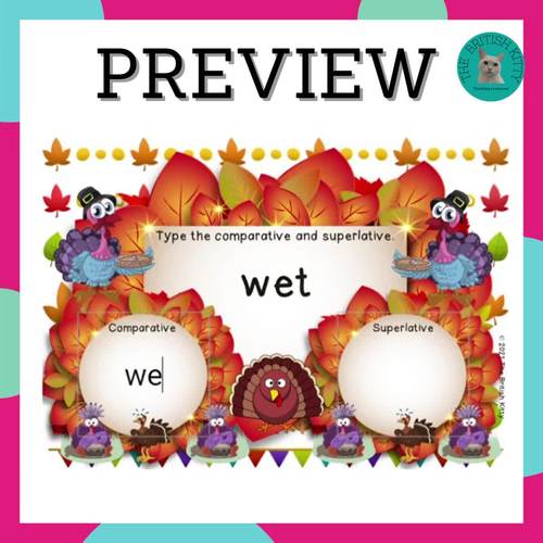 Thanksgiving Comparative & Superlative Adjectives Boom™ Cards | TPT