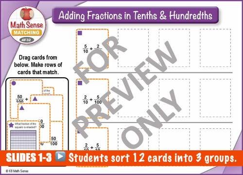 Adding Fractions Tenths Hundredths DIGITAL MATCHING: 15 PPT / Google ...