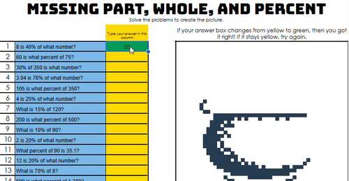 Missing Part, Whole, and Percent St. Patrick's Day Pixel Art | TPT
