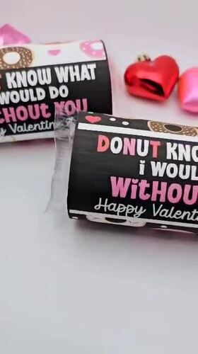 Valentine Donut Card Tag Printable Wrapper for Donut Packs Class Treat ...