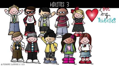 Kidlettes clip art 3, Kids clip art COLORED Version by Melonheadz Clipart