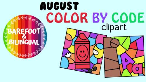 August Color by Code Clipart - School Supply Clipart, Pet Clipart & more!