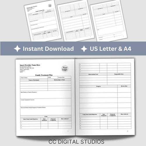 Family Treatment Plan Editable WORD Doc by CC Digital Studios | TPT