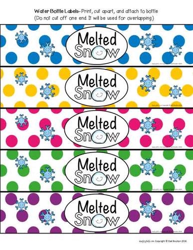 EDITABLE Water Bottle Labels (Melted Snow) by Lead Joyfully - Gail Boulton