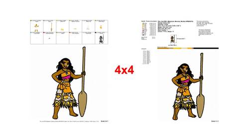 Moana Polynesian Princess with Oar Embroidery Designs for Adventurers ...