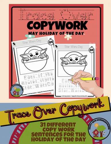 May Copywork Handwriting Practice TRACE OVER by Happy Hive Homeschooling