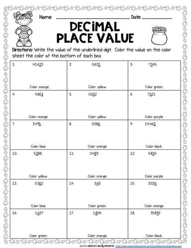 Decimal Place Value Color by Number | Fall Theme by Rebecca's Ready ...