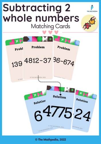 Matching Card Activity: Subtracting 2 whole numbers by The Mathpedia