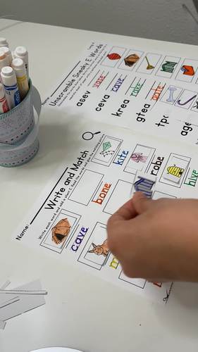 CVCE Word Worksheets : Silent E Word Work Long Vowels for Kindergarten
