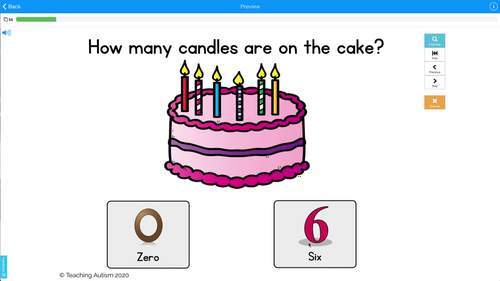 Math Boom Cards | Counting to 10 Candles on the Cake by Teaching Autism
