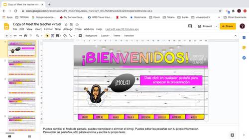 Virtual Meet the Teacher in Spanish | Cónoce al Maestro | Google Slides