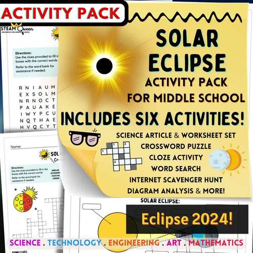 Solar Eclipse Crossword Article Set Scavenger Hunt Games For Middle School