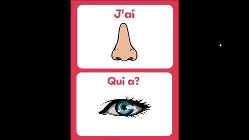 I Have, Who Has? Printable Human Body Parts in French. Flashcards Game ...