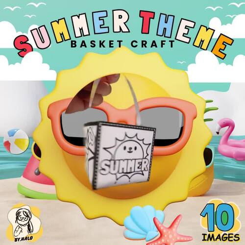 Summer 3D Craft Box, Basket | Color, Cut & Build | End of Year Keepsake