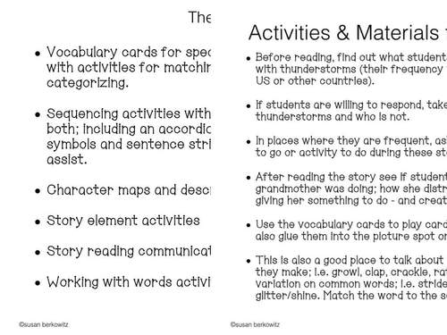 Thunder Cake Adapted Book Companion Language Activities Speech Therapy