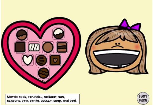 S Sound in Words Valentines Day Articulation Activity Game BOOM CARDS