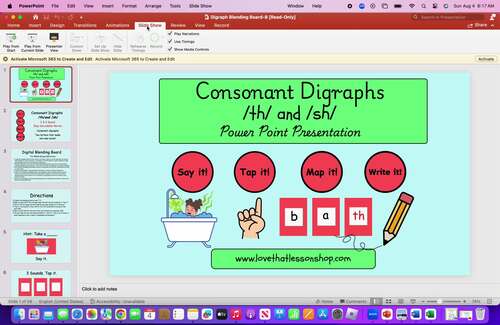 Phonics & Reading, Digraphs /th/ & /sh/, PPTX, 2-3 Sounds Blending Board