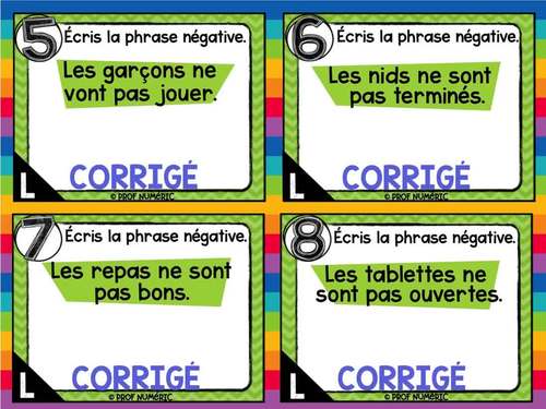 Cartes à Tâches CODES QR (La phrase négative) 2e année by Prof Numeric