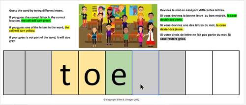 French One Word Guessing Game Bell Ringer, Fast Finishers Google Sheet