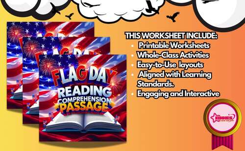 JUNE US Flag Day Reading Comprehension Passage Activities 3rd,4th,5th ...