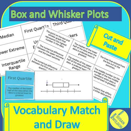 Interactive Box and Whisker Plot Math Vocabulary Match and Draw for ...