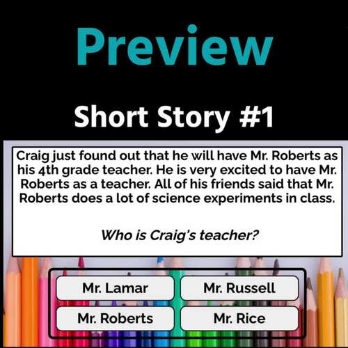 Back to School 3-sentence Stories for Reading Comprehension-Boom™ Cards