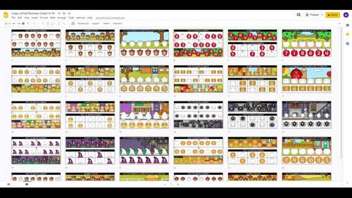 Fall Ordering Numbers 0-10 Kindergarten Math Centers for Google Slides