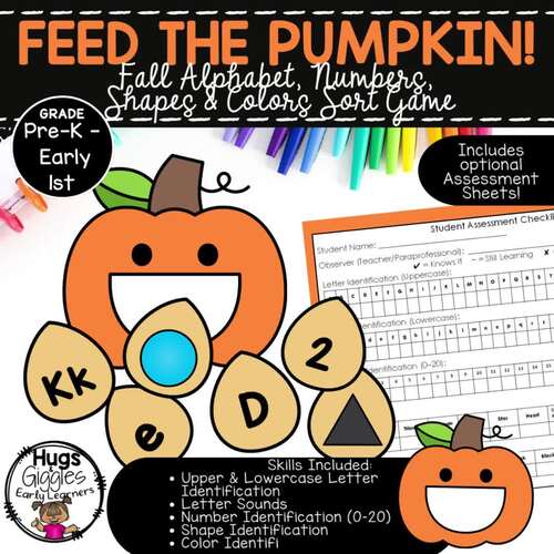 Feed Me Pumpkin| Fall Letter, Number, Shape & Color Sort Game| Pre-K, K ...