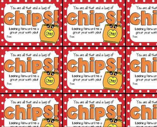Cute Bag of Chips Beginning of Year (BOY) Gift Tag | TPT