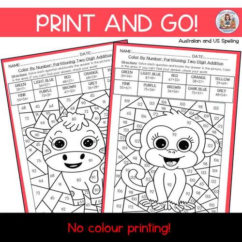 5th Grade Math Color By Number Addition Printable Worksheets | TPT