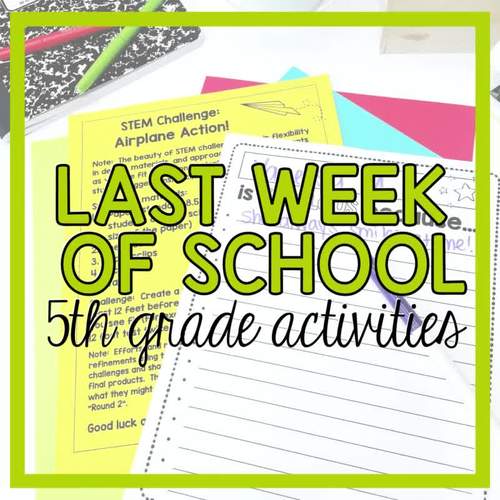 Last Day of School Activity 5th Grade Fun End of the Year Craft ...