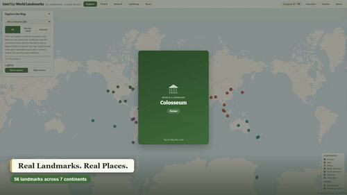 World Landmarks Map Quiz Game | Continents Geography Activity | Grade 5