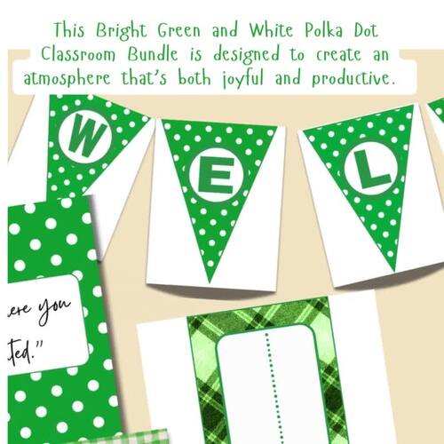 Green Polka Dot Classroom Decor Bundle by PenandPinkPaper | TPT