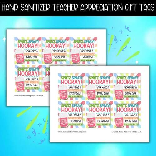 Teacher Staff Appreciation Week Hand Sanitizer Gift Tag, Germ Free ...