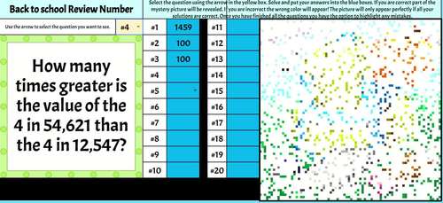 5th Grade Math Back to School Pixel Art Number Review | TPT