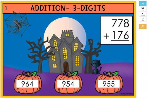 Halloween Addition and Subtraction Boom Cards Grade 3 - Digital | TPT