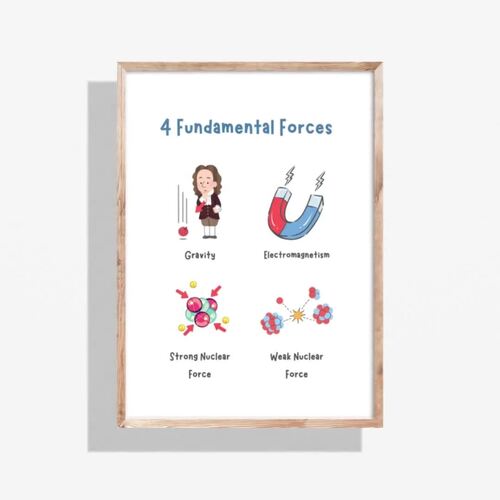 4 Fundamental Forces Poster | Physics Classroom Wall Art | Science ...