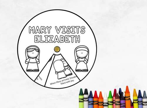 Mary Visits Elizabeth Christmas Bible Spinning Wheel Craft for Sunday ...