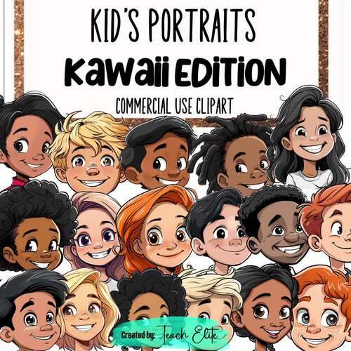 Kawaii Kids Portrait Clipart, Commercial Use Kawaii, Comic image by ...