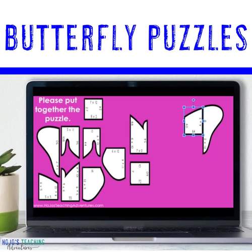 DIVISION Butterfly Craft Puzzle: Spring Math Center Game Review Activity