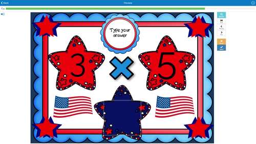 4th of July 5 Times Tables Multiplication Facts Boom Cards by The ...