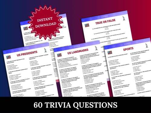American History Trivia | Fun Printable American History Quiz with 60 ...
