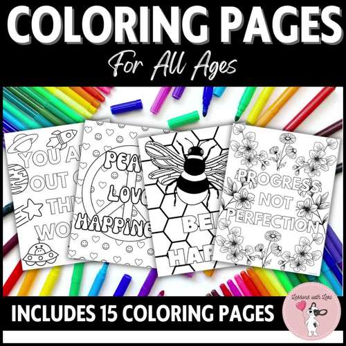 Coloring Pages - For All Ages - 15 Pages Included by Lessons with Lexi