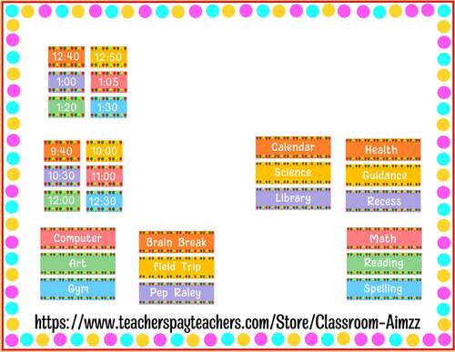 Printable Classroom Schedule, Editable Bright Classroom Schedule Cards