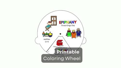 Epiphany Coloring Wheel, Three Kings Day Printable Craft, Sunday School ...